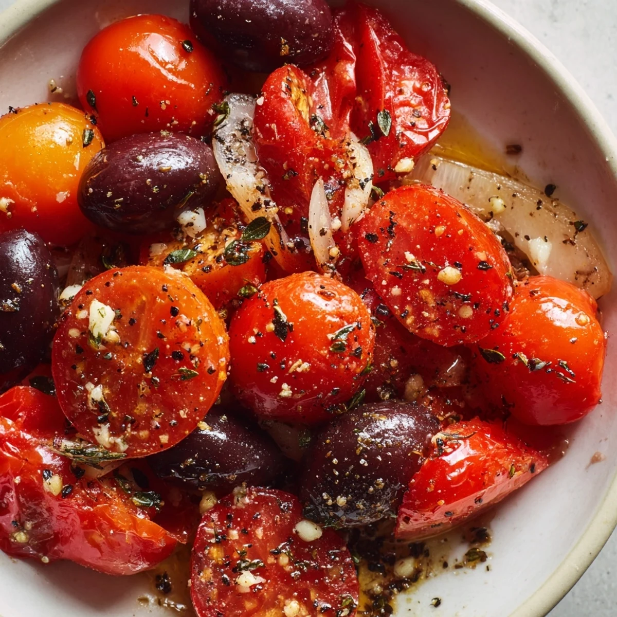 Juicy Caramelized Roasted Tomatoes with Herbs